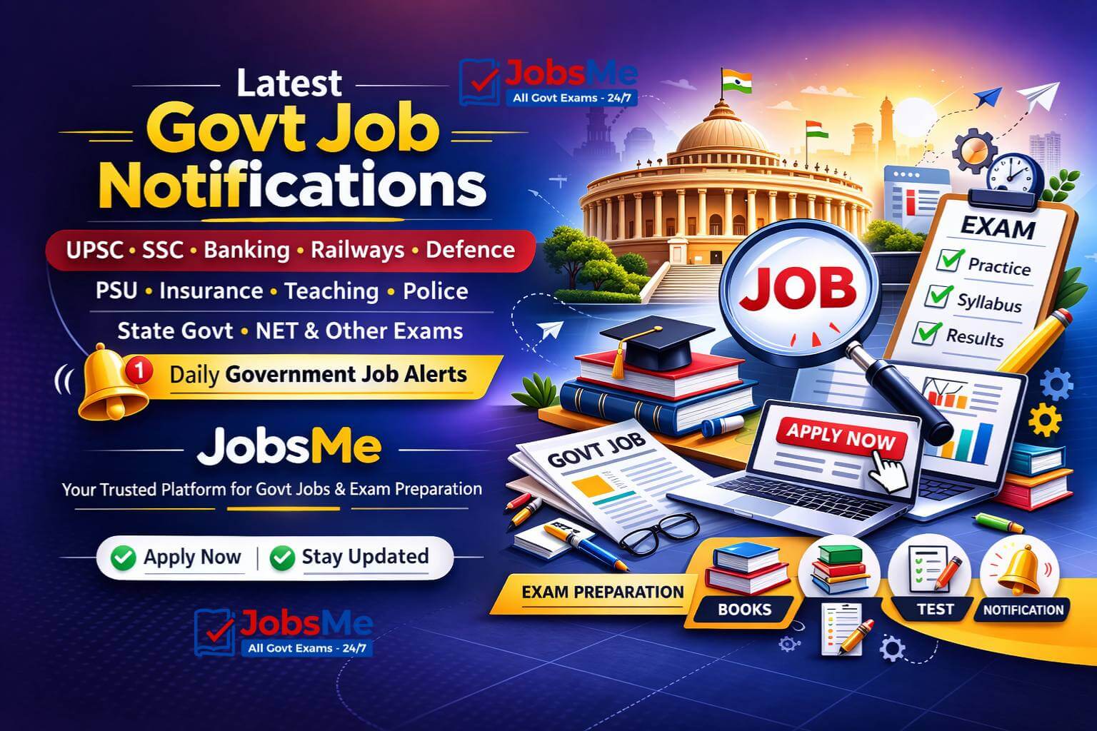 Latest Govt Jobs in India 2026 – Central, State, Banks & PSU Updates