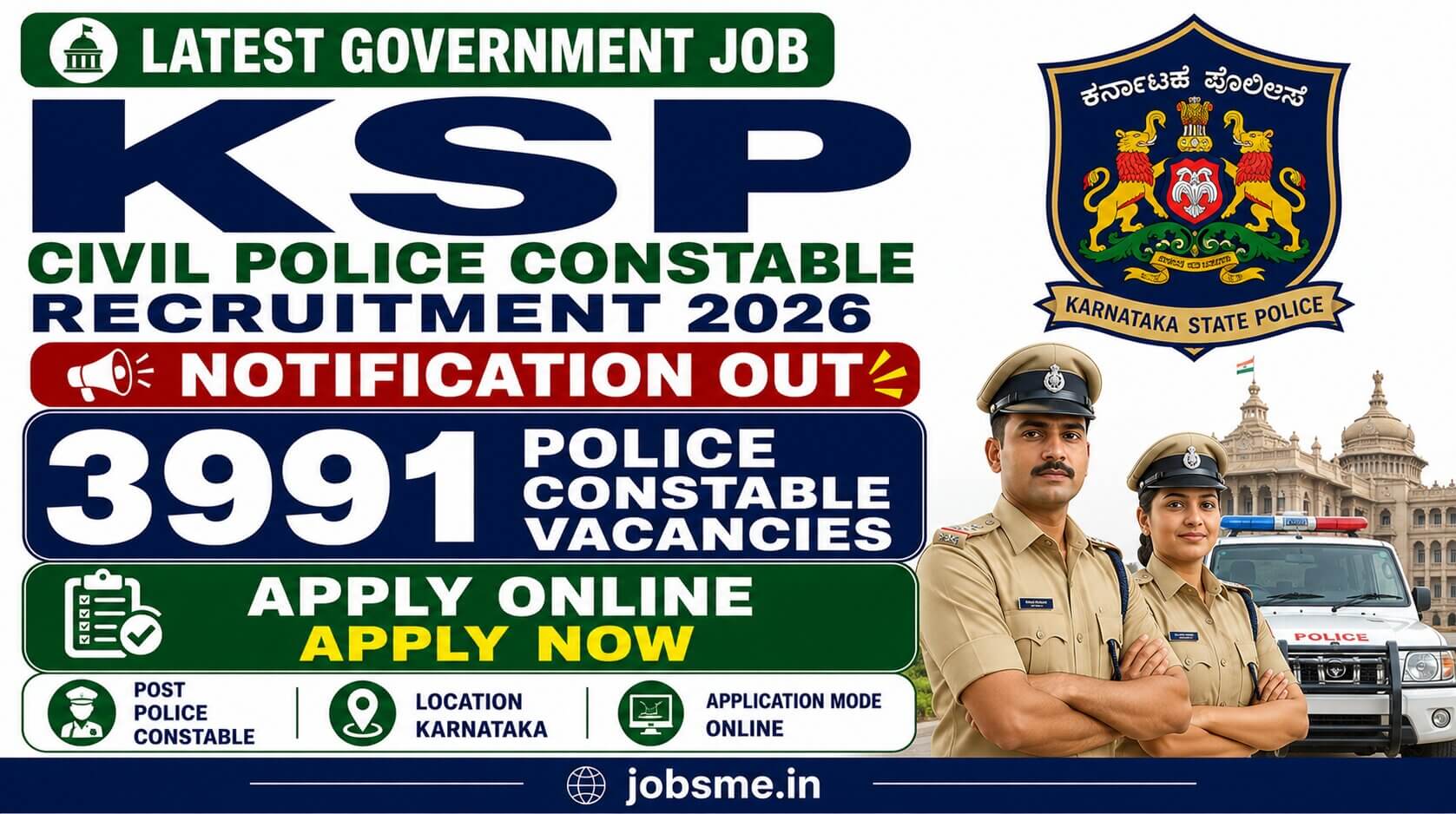 KSP Civil Police Constable Recruitment 2026: Apply Online for 3991 ...